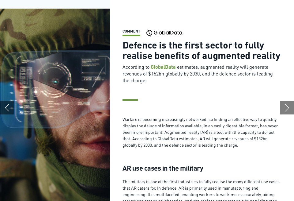 Defence is the first sector to fully realise benefits of augmented ...