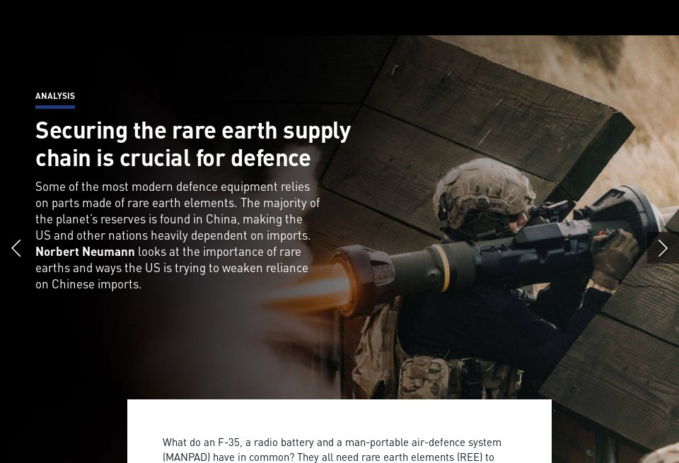 Securing the rare earth supply chain for defence - Global Defence ...