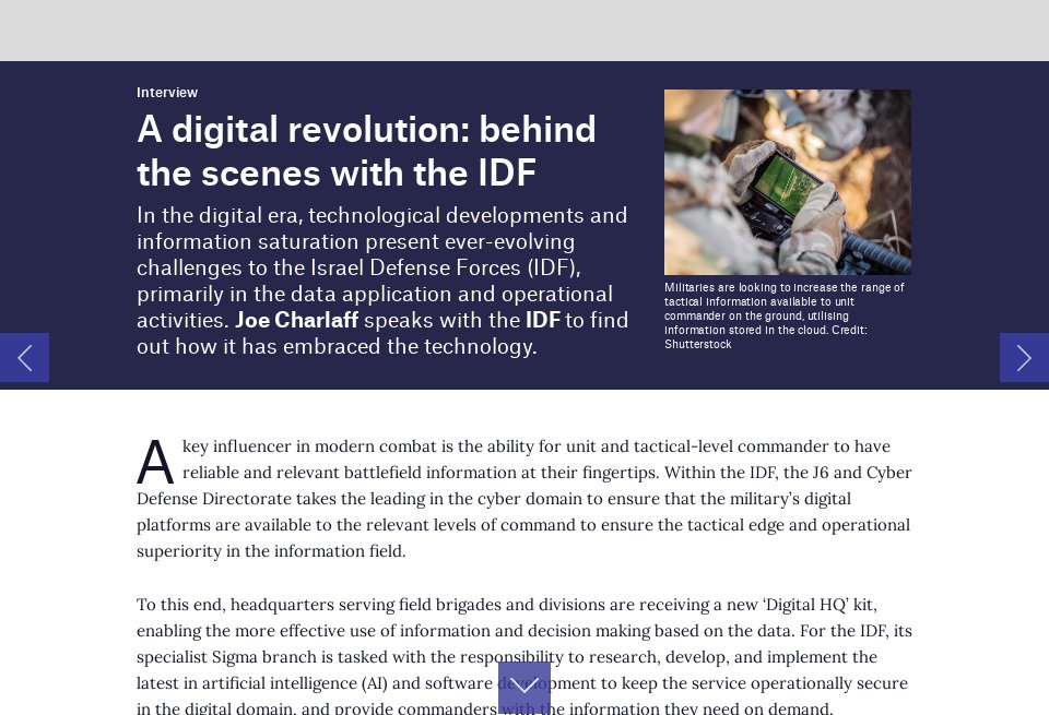 A digital revolution: behind the scenes with the IDF - Global Defence ...