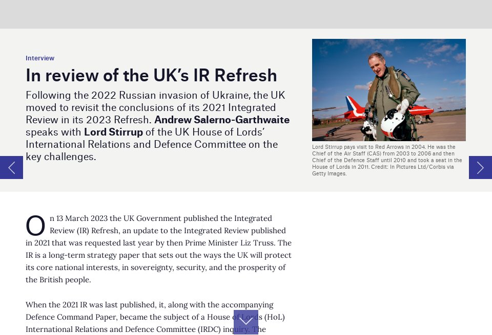 Former Chief of Defence, Lord Stirrup responds to Integrated Review ...