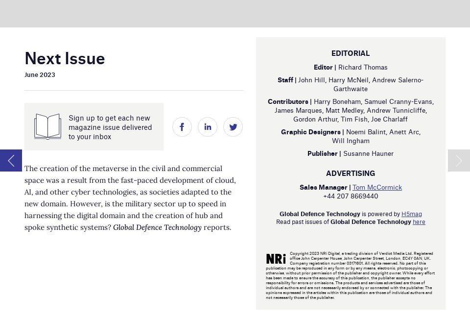 Thematic Take: contents - Global Defence Technology | Issue 140 | April 2023