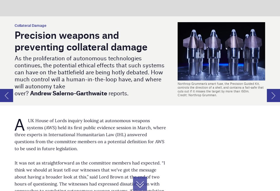 Precision weapons and preventing collateral damage - Global Defence ...