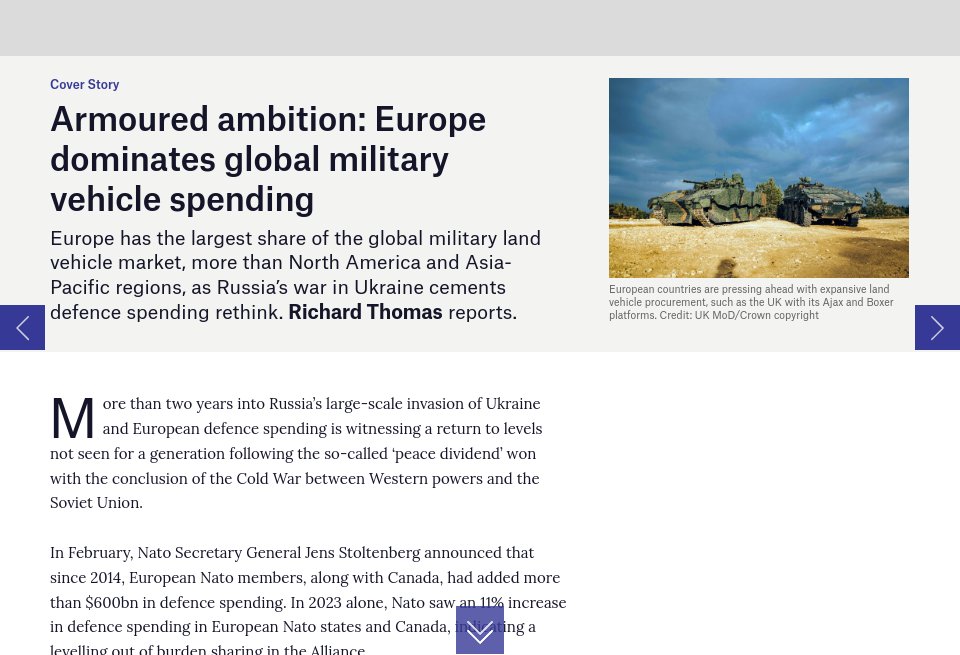 Armoured ambition: Europe dominates global military vehicle spending ...