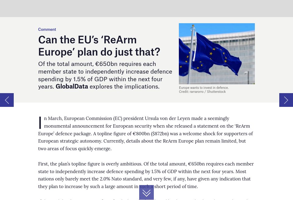Can the EU’s ‘ReArm Europe’ plan do just that? - Global Defence ...