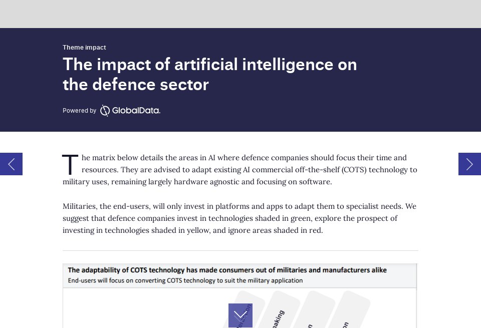 The impact of artificial intelligence on the defence sector - Global ...