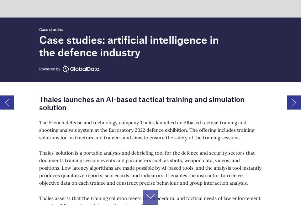 Case studies: artificial intelligence in the defence industry - Global ...