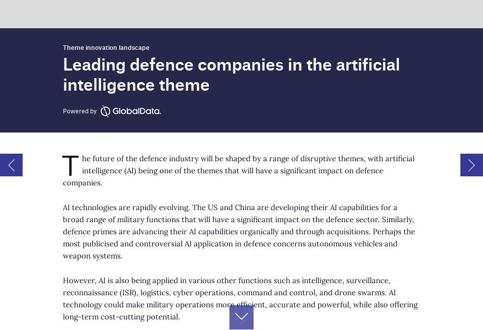 Leading defence companies in the artificial intelligence theme - Global ...