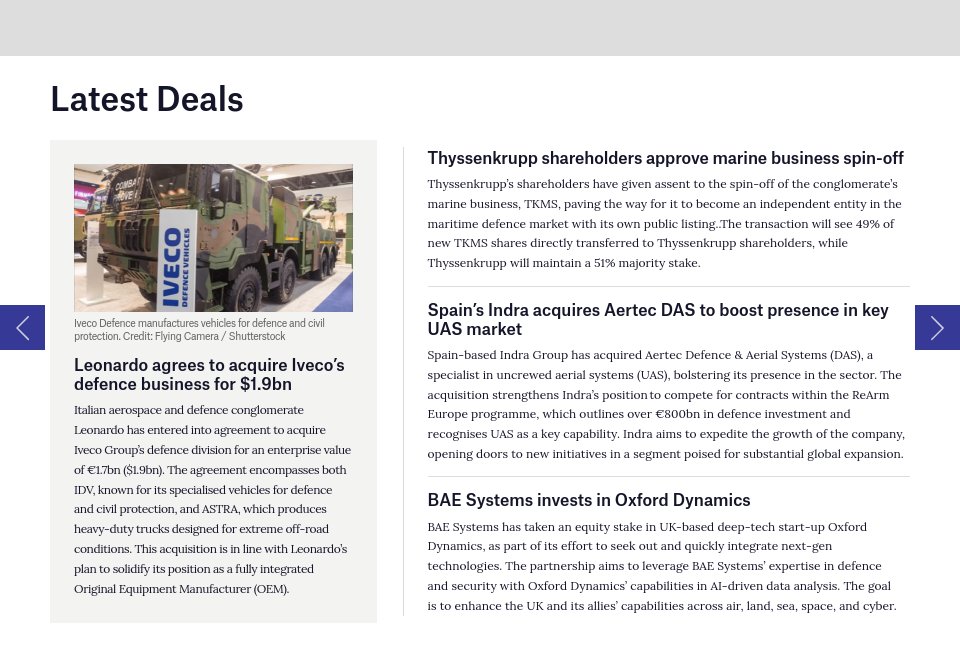Latest Deals - Global Defence Technology | Issue 154 | August 2025