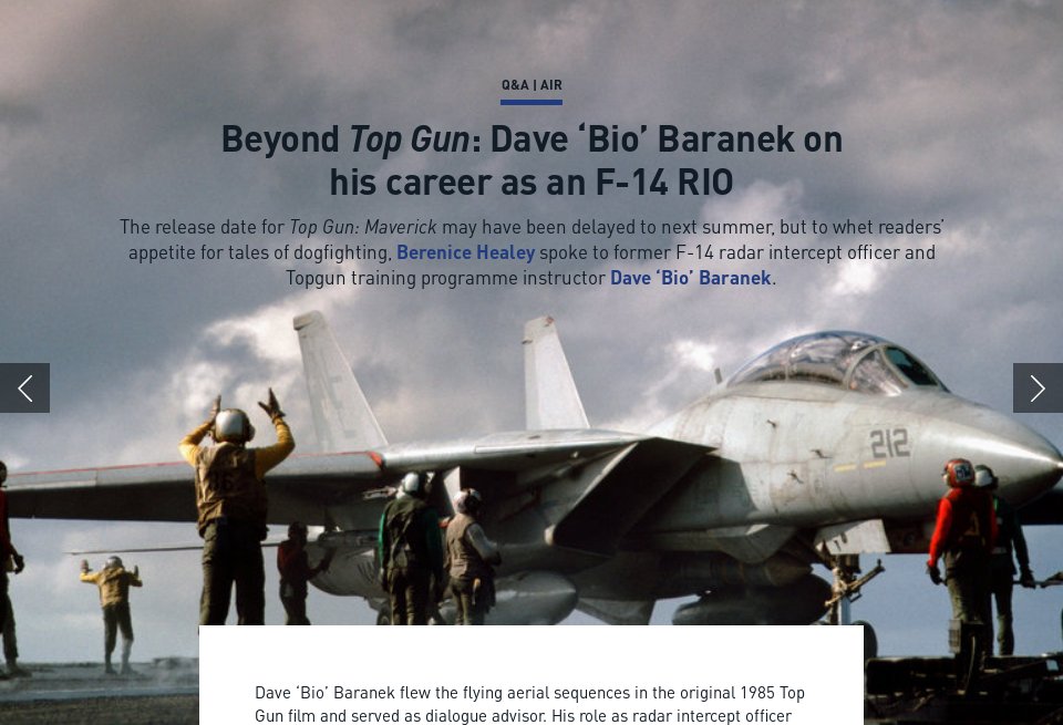 Beyond Top Gun: Dave ‘Bio’ Baranek on his career as an F-14 RIO ...