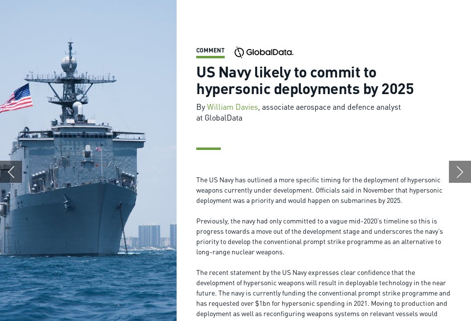 US Navy could commit to hypersonic deployments within five years ...