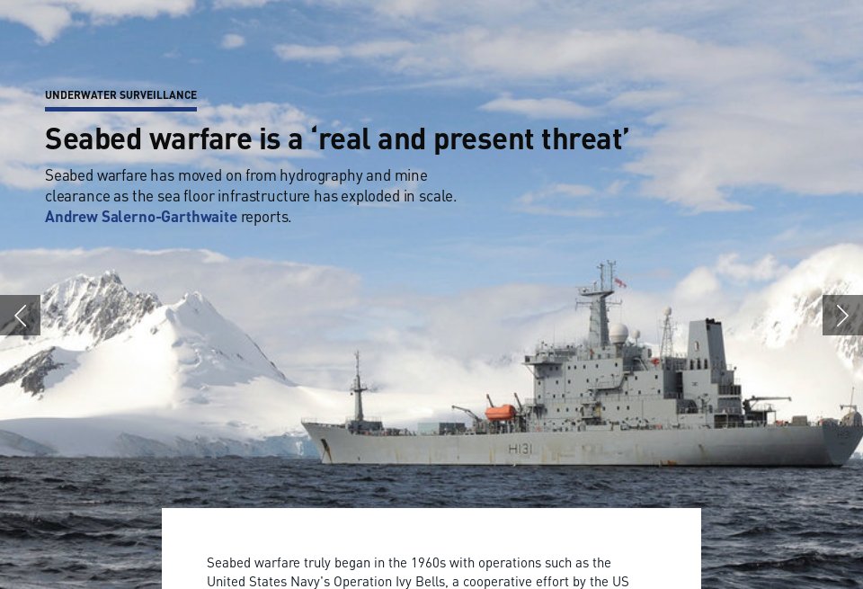 Seabed warfare is a ‘real and present threat’ - Global Defence ...