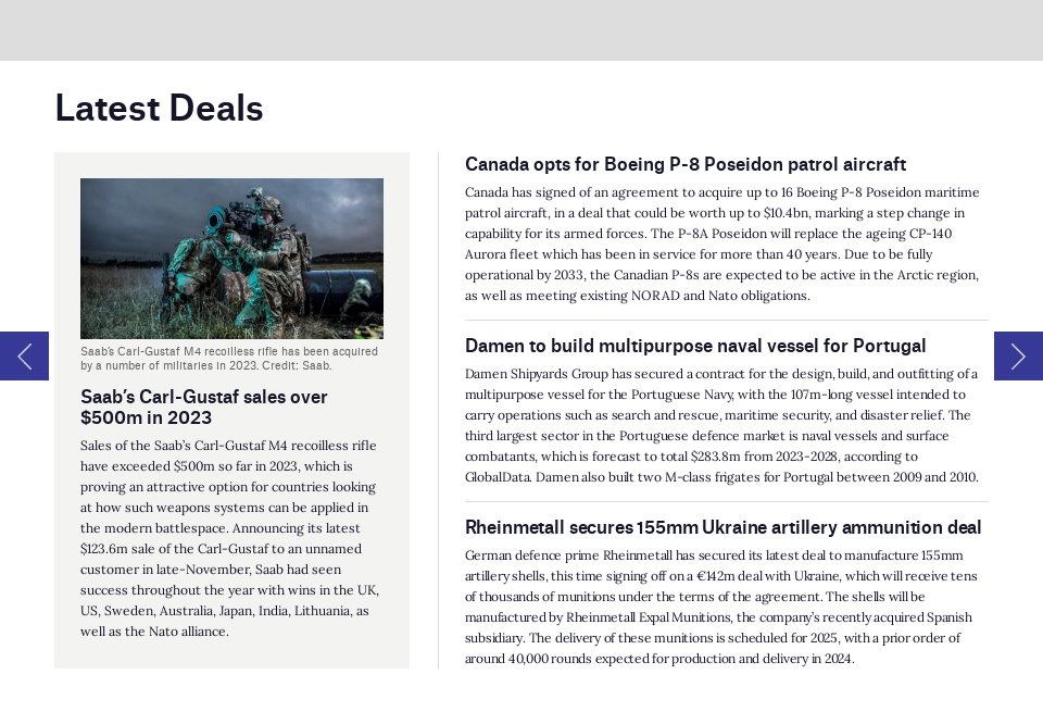 Latest Deals - Global Defence Technology | Issue 144 | December 2023
