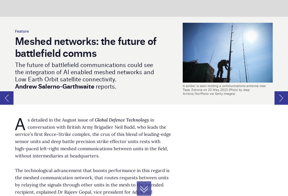 Meshed networks: the future of battlefield comms - Global Defence ...