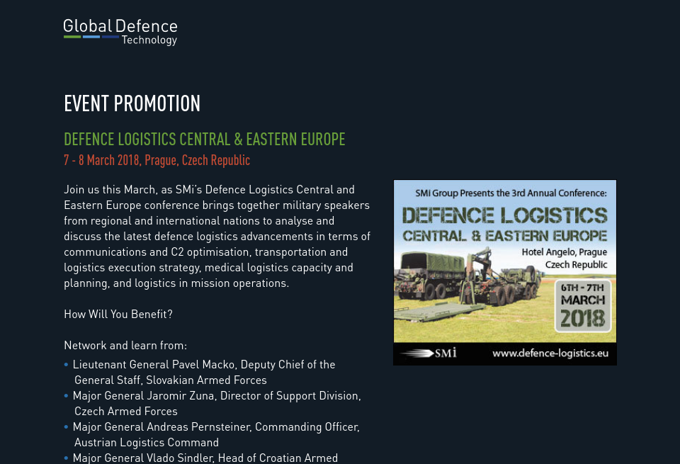 Event: Defence Logistics CEE - Global Defence Technology | Issue 84 ...