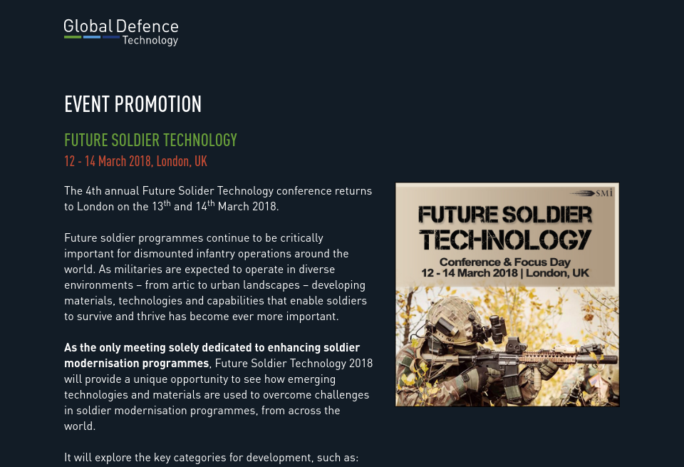 Event: Future Soldier Technology - Global Defence Technology | Issue 84 ...