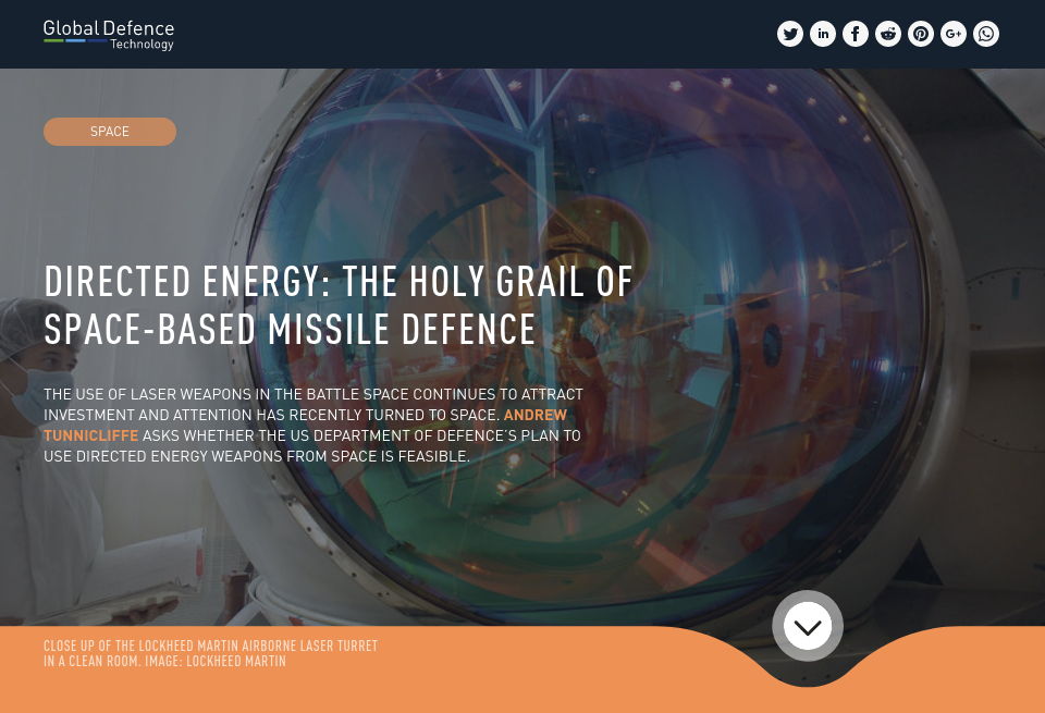 Directed energy: the holy grail of space-based missile defence - Global ...