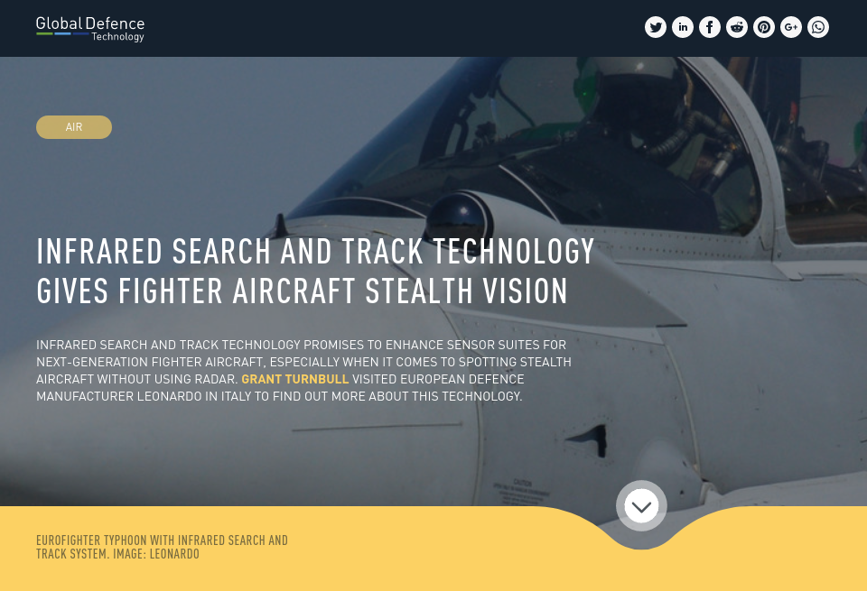 Infrared search and track technology gives fighter aircraft stealth ...