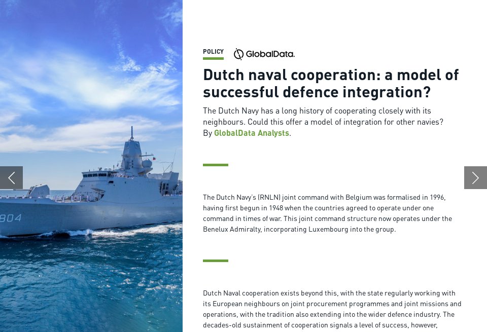 Dutch naval cooperation - Global Defence Technology | Issue 132 ...