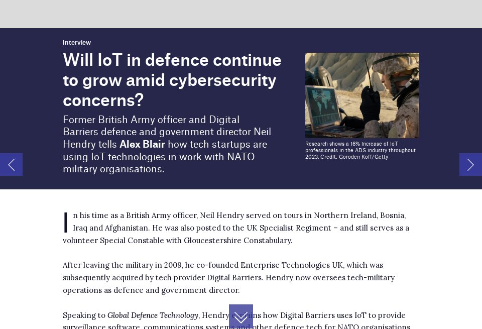 Q&A: Digital Barriers on the future of IoT in defence - Global Defence ...