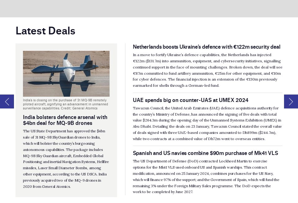 Latest Deals - Global Defence Technology | Issue 145 | February 2024
