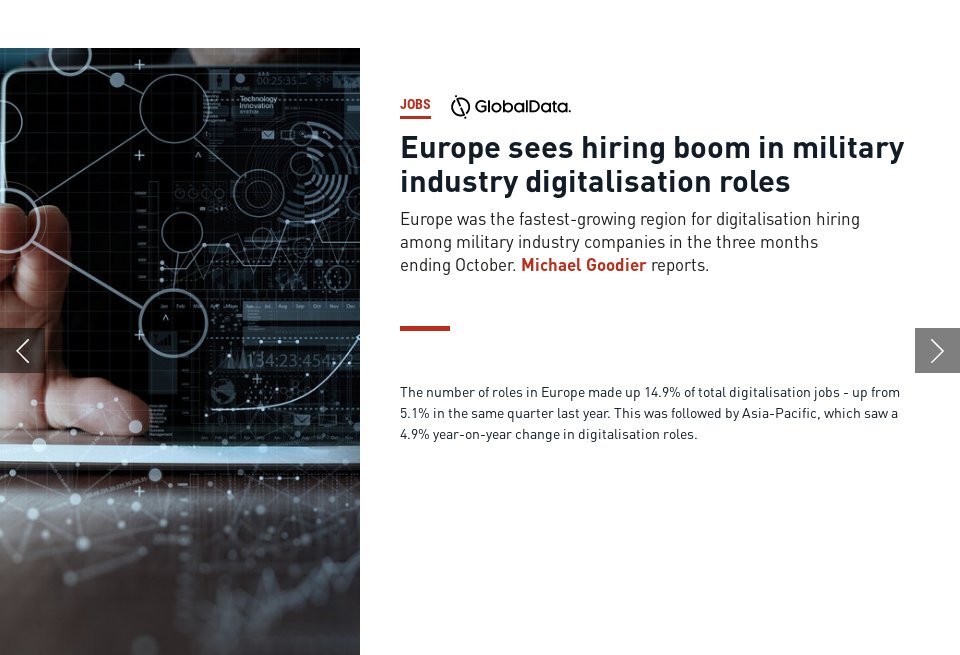 Military industry digitalisation hiring - Global Defence Technology ...
