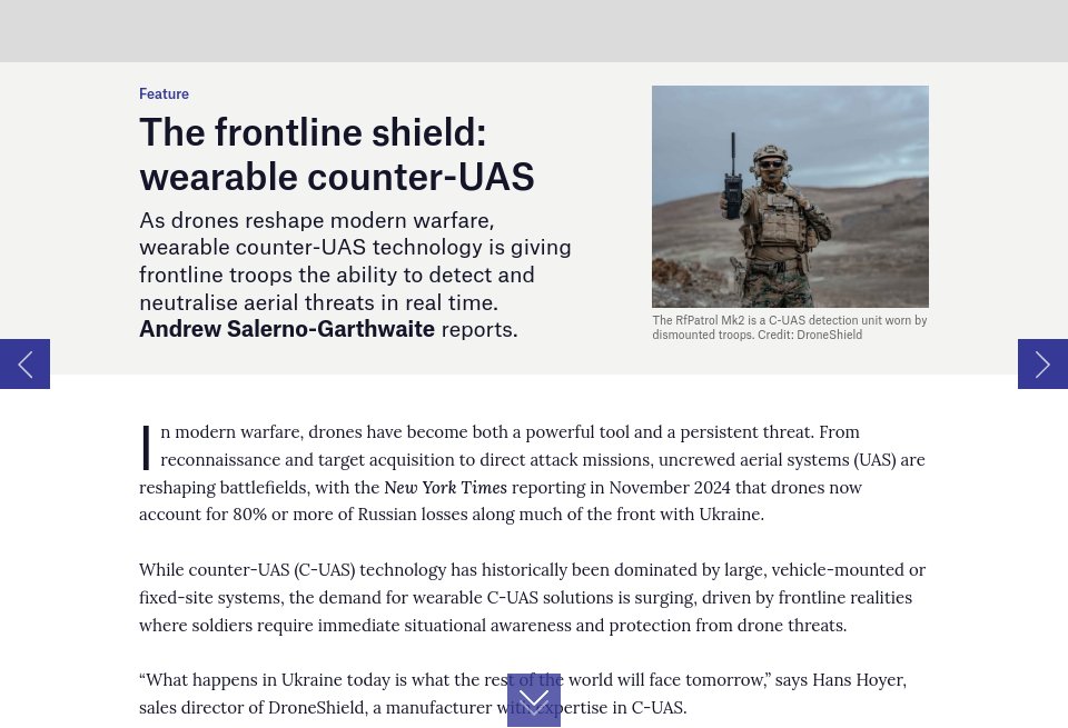 The frontline shield: wearable counter-UAS - Global Defence Technology ...