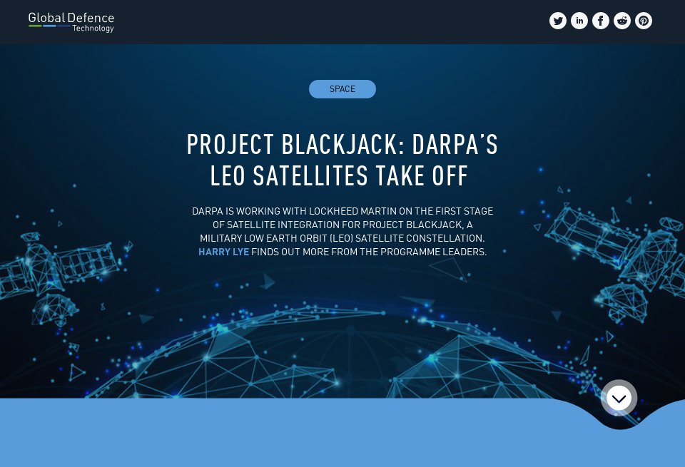 Project Blackjack: DARPA’s LEO satellites - Global Defence Technology ...