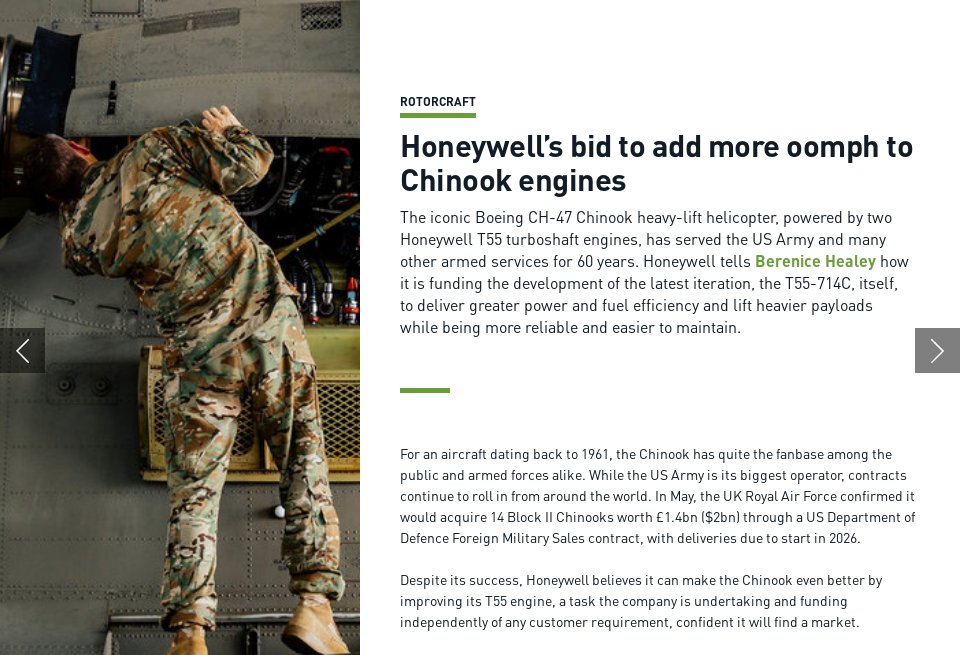 Honeywell’s Chinook engine - Global Defence Technology | Issue 125 ...