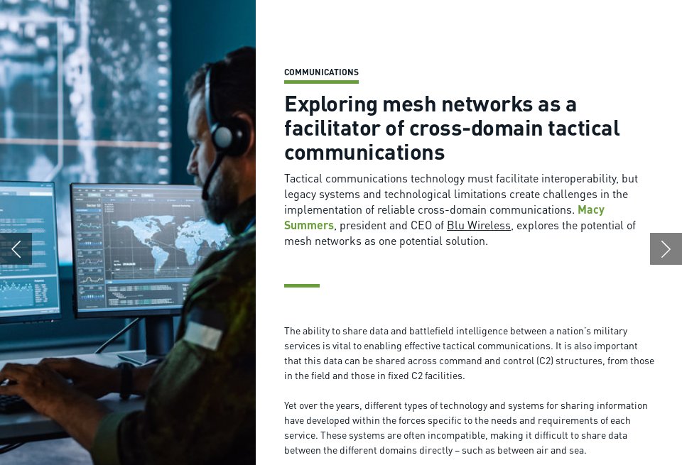 Mesh networks as a facilitator of tactical communications - Global ...