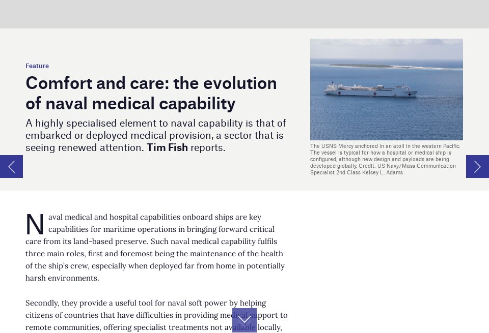 Comfort and care: the evolution of naval medical capability - Global ...