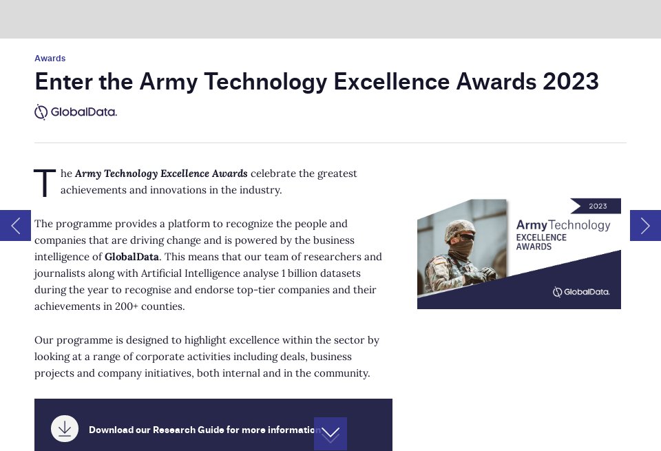 Enter the Army Technology Excellence Awards 2023 - Global Defence ...