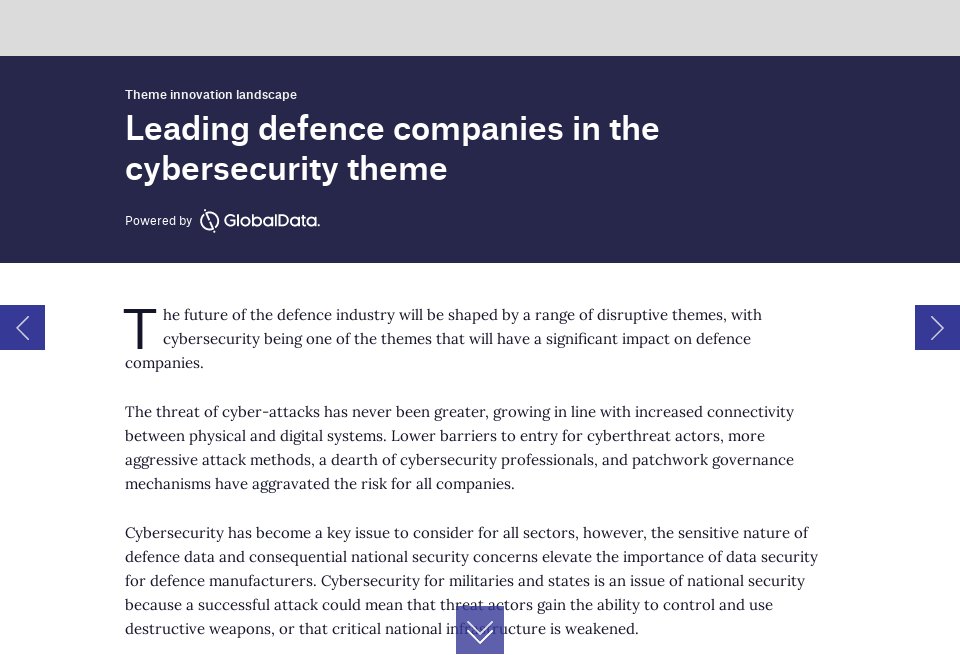 Leading defence companies in the cybersecurity theme - Global Defence ...