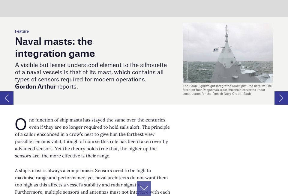 Naval masts: the integration game - Global Defence Technology | Issue ...