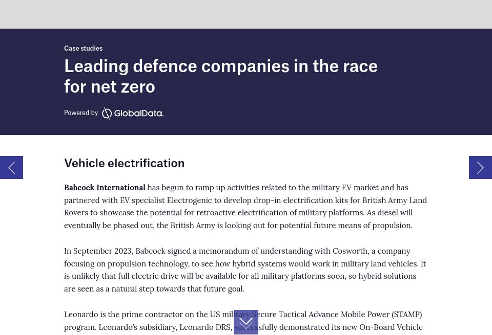 Leading defence companies in the race for net zero - Global Defence ...