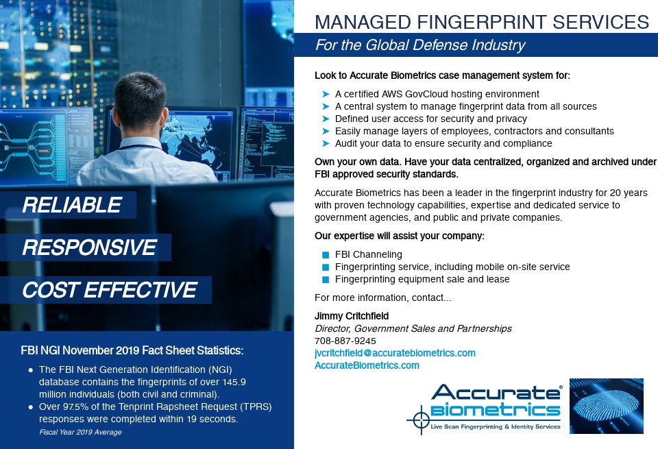 Accurate Biometrics - Global Defence Technology | Issue 109 | March 2020