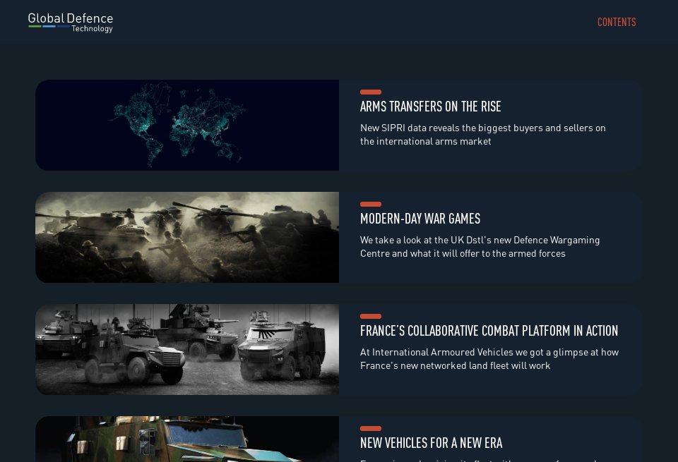 Contents - Global Defence Technology | Issue 109 | March 2020