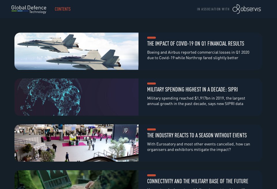 Contents - Global Defence Technology | Issue 111 | May 2020