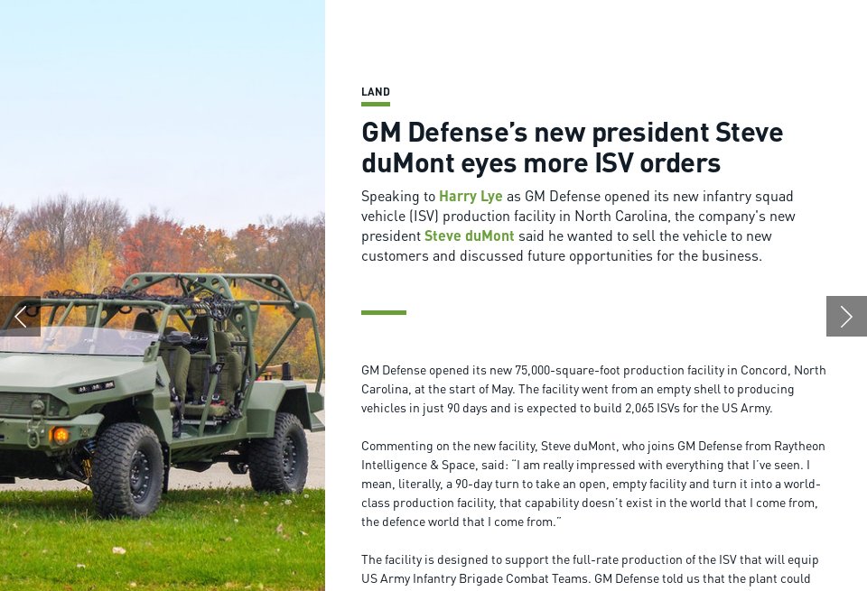 GM Defense’s new president Steve duMont eyes more ISV orders - Global ...