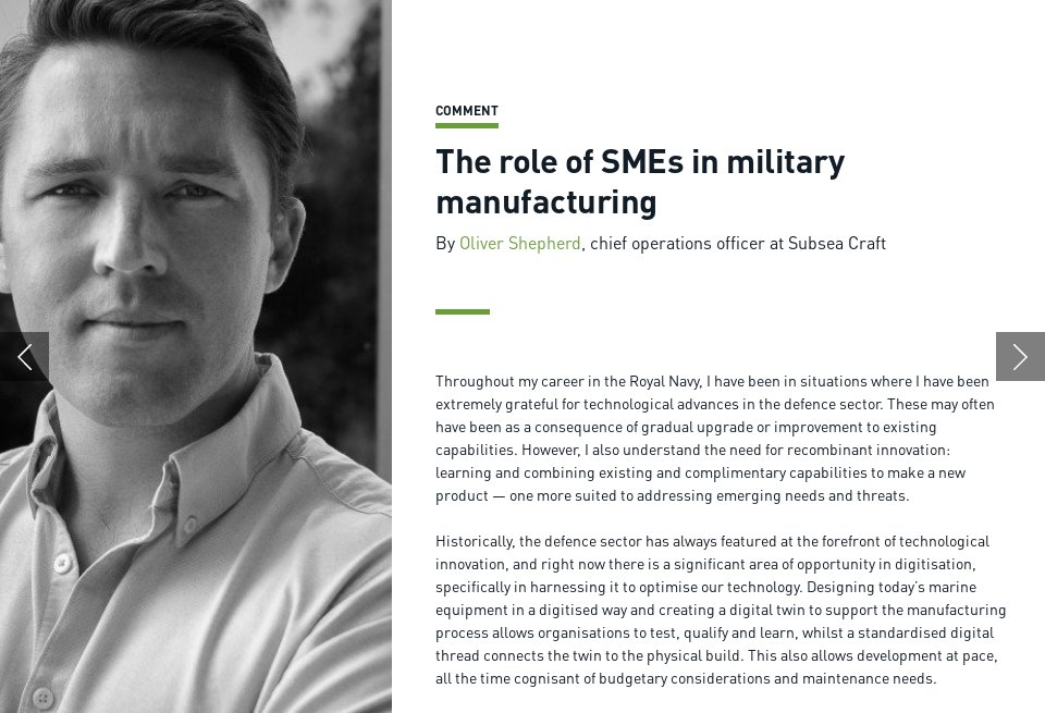 The role of SMEs in military manufacturing - Global Defence Technology ...