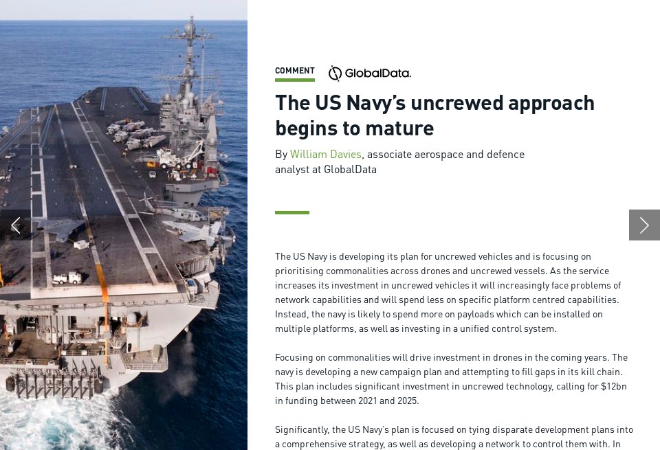 The US Navy’s uncrewed approach begins to mature - Global Defence ...