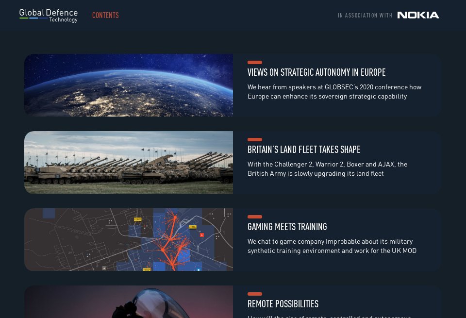 Contents - Global Defence Technology | Issue 116 | October 2020