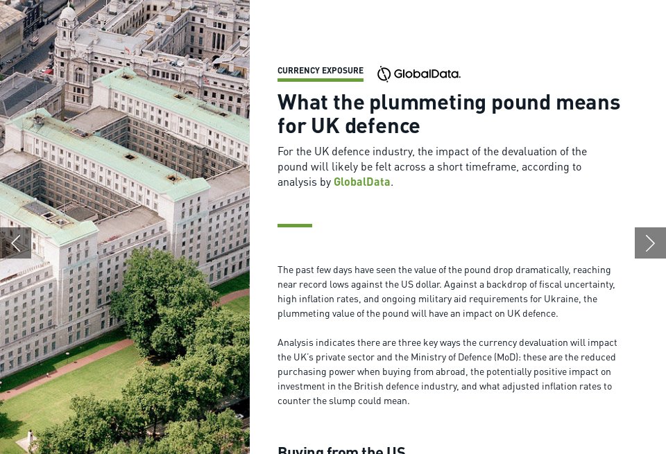 What the plummeting pound means for UK defence - Global Defence ...
