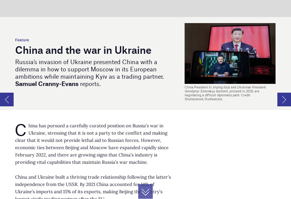 China and the war in Ukraine - Global Defence Technology | Issue 143 | October 2023