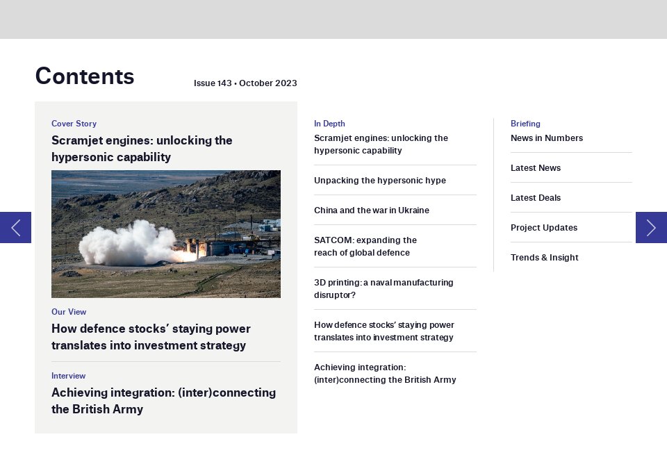 Contents - Global Defence Technology | Issue 143 | October 2023