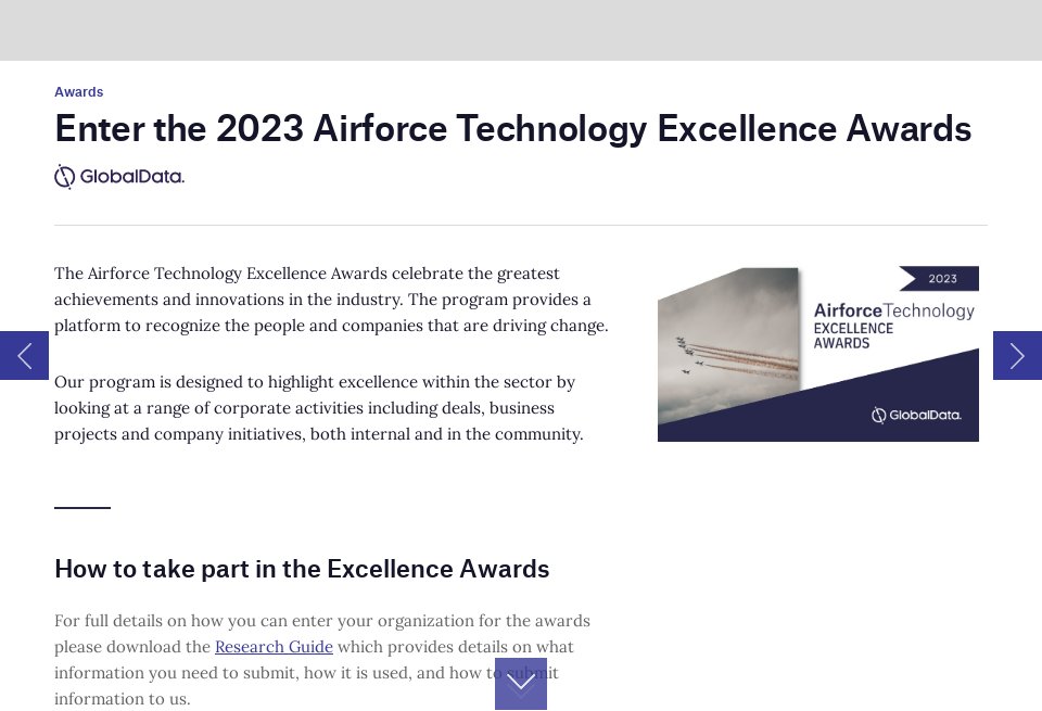 Enter the 2023 Airforce Technology Excellence Awards - Global Defence Technology | Issue 143 ...