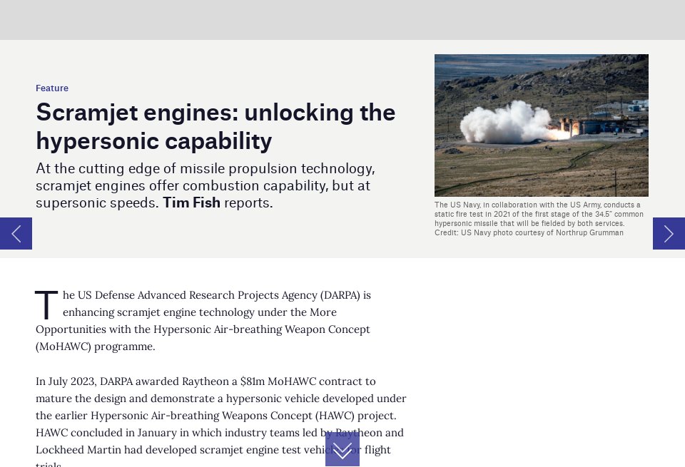 Scramjet engines: unlocking hypersonic capabilities - Global Defence ...