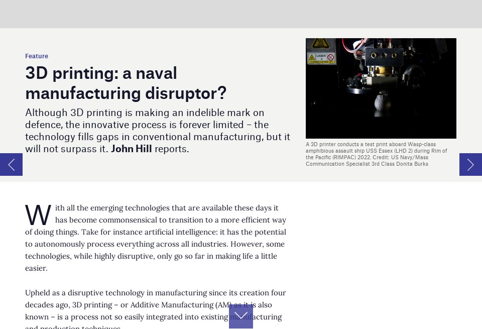 3D printing: a naval manufacturing disruptor? - Global Defence Technology | Issue 143 | October 2023
