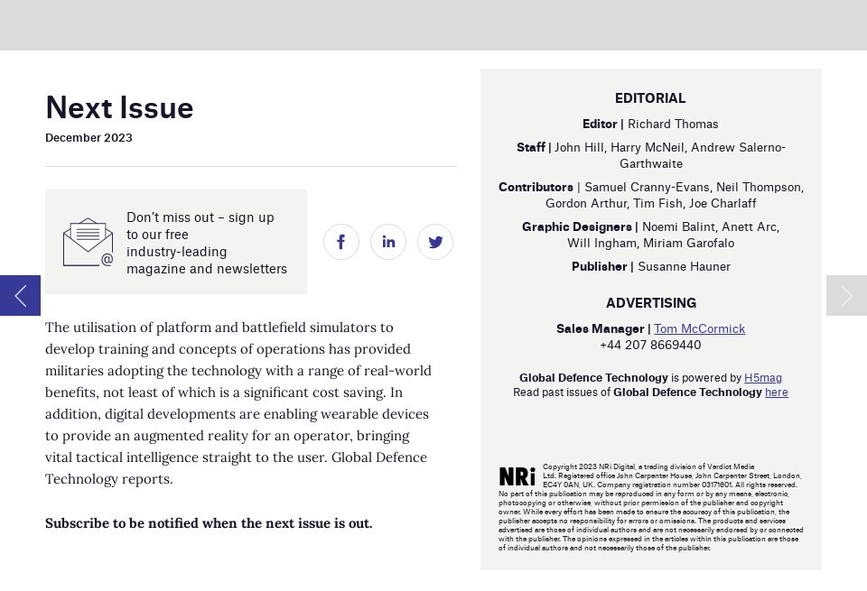 Briefing - Global Defence Technology | Issue 143 | October 2023