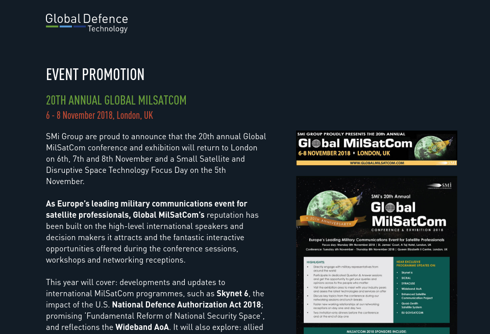 Event: Global MilSatCom - Global Defence Technology | Issue 91 ...