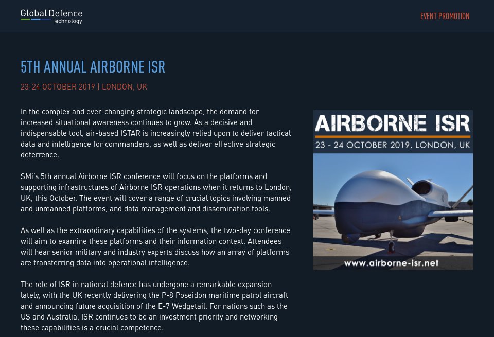 Event: Airborne ISR - Global Defence Technology | Issue 103 | September ...
